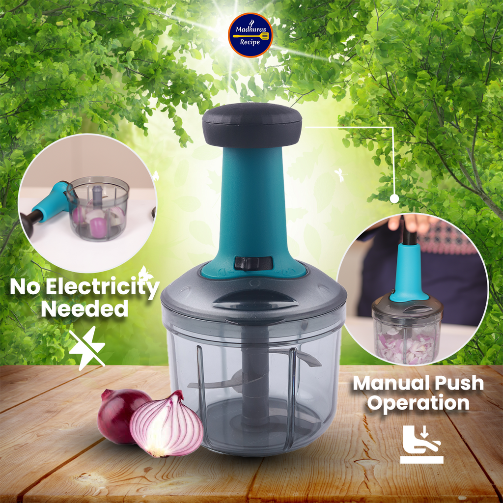 Madhura’s Recipe 900ml Push Chopper with 4 Blades for Effortless ...