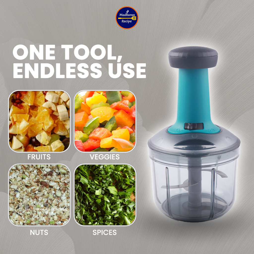 Madhura’s Recipe 900ml Push Chopper with 4 Blades for Effortless ...
